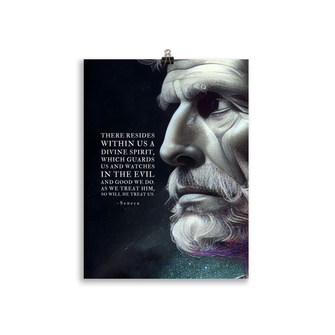 Seneca Posters A Divine Spirit Stoicism Poster Seneca Art Stoic Quotes ...