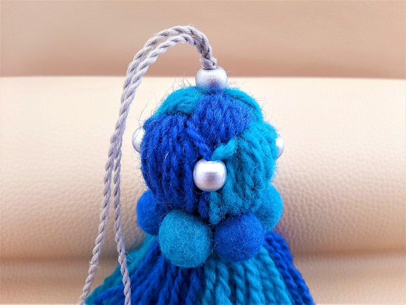 Blue Yarn Tassel, Boho Home Decor Tassel, Large Doorknob Tassel 6 ...