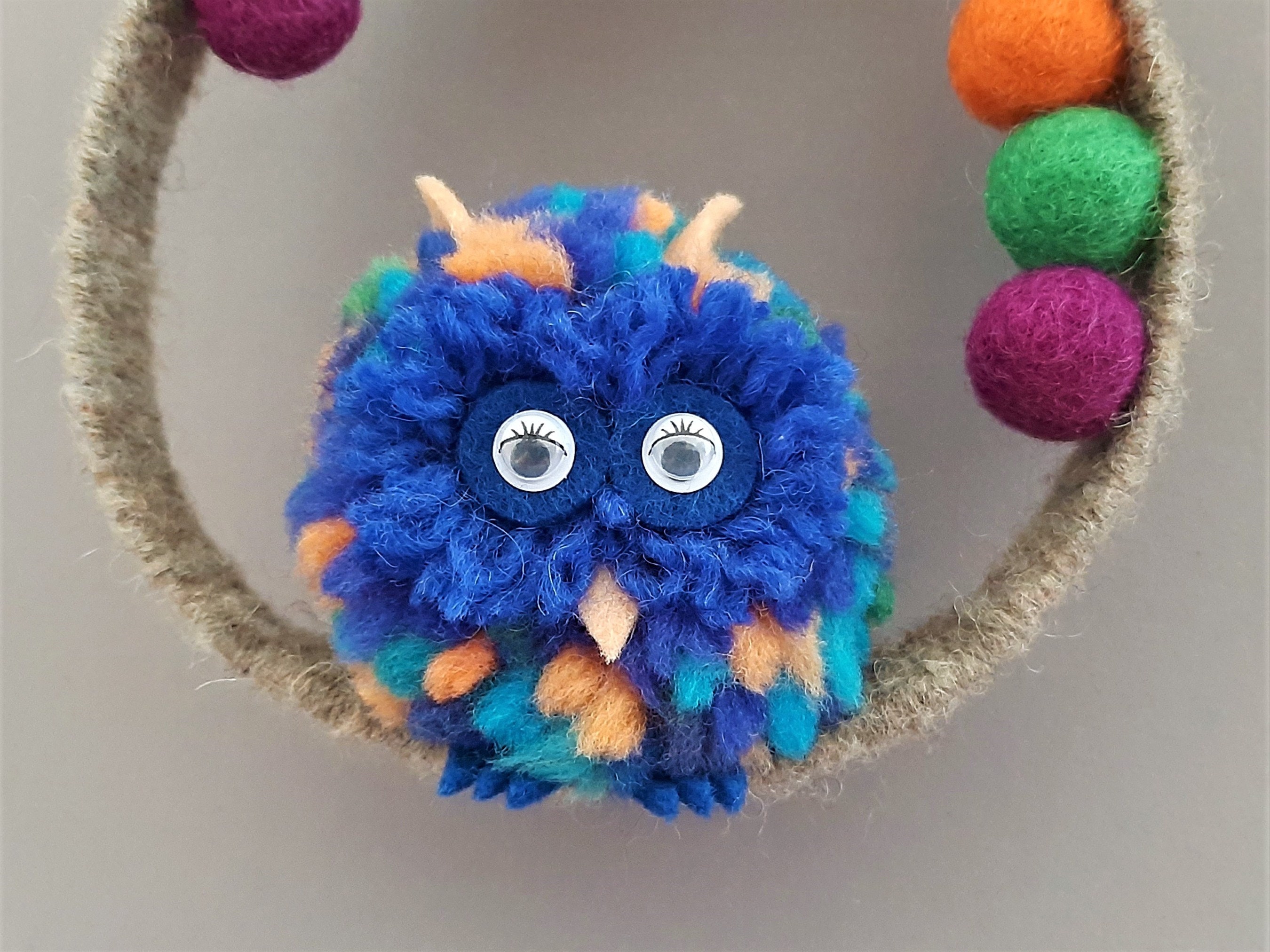 Colorful Pom Pom Wall Art, Pom Pom Wall Hanging, Hoop Wall Art ...