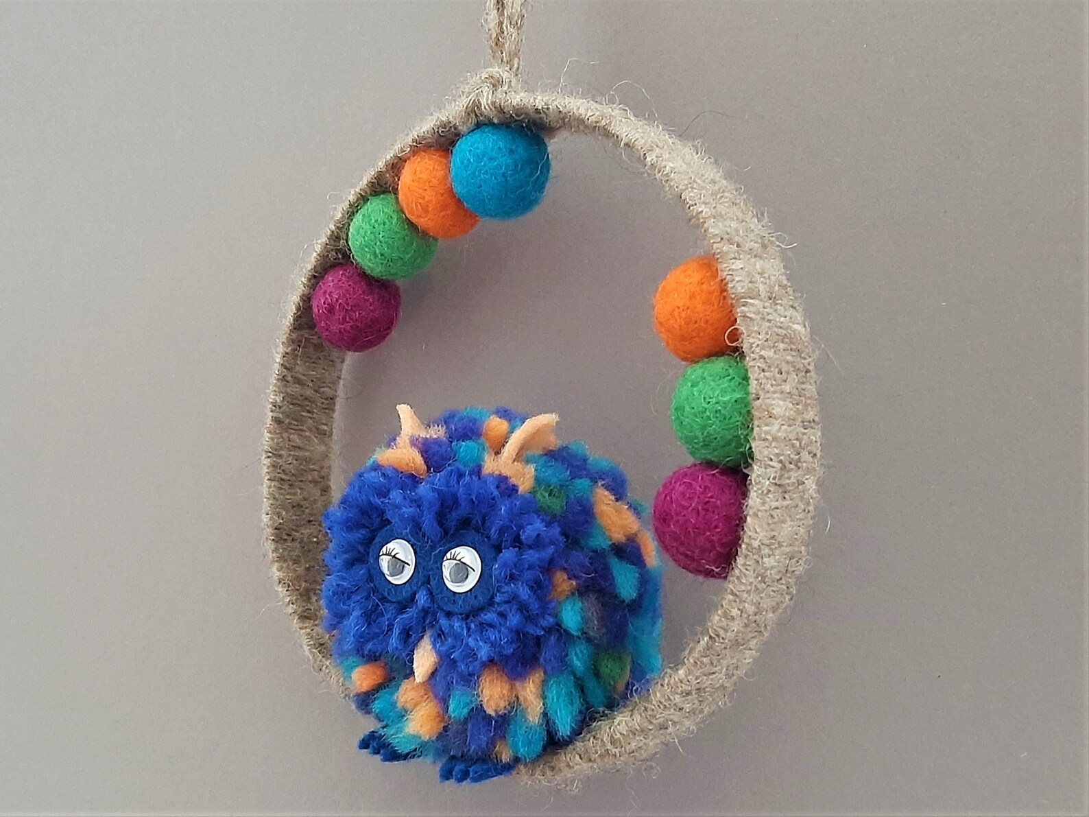 Colorful Pom Pom Wall Art, Pom Pom Wall Hanging, Hoop Wall Art ...