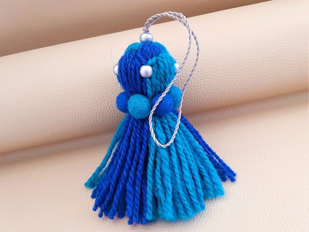 Blue Yarn Tassel, Boho Home Decor Tassel, Large Doorknob Tassel 6 ...