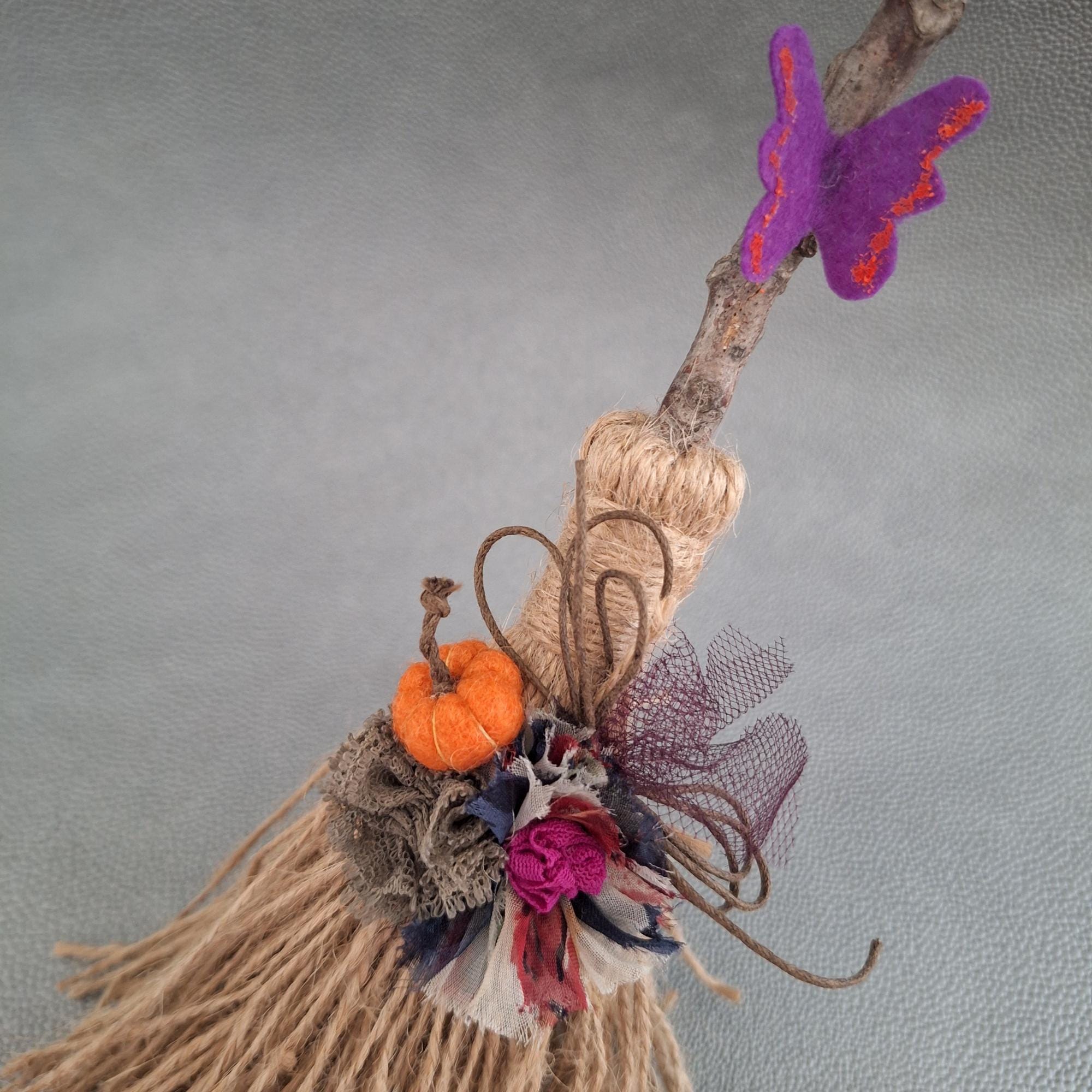Witch Broom for Halloween Decoration Handmade of Jute 12'' - Etsy