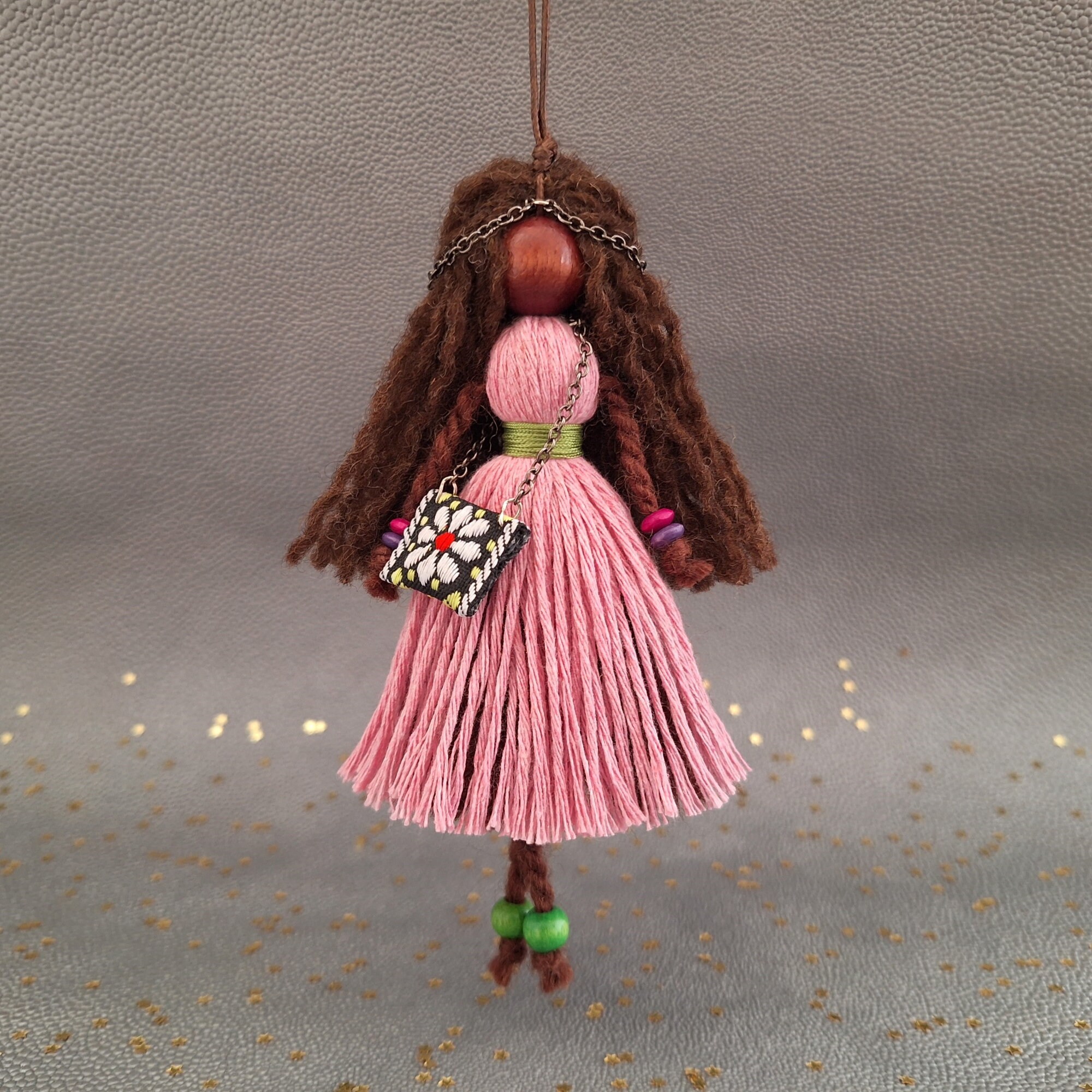African American Macrame Doll, Black Fairy Doll, Yarn Doll, Small Boho ...