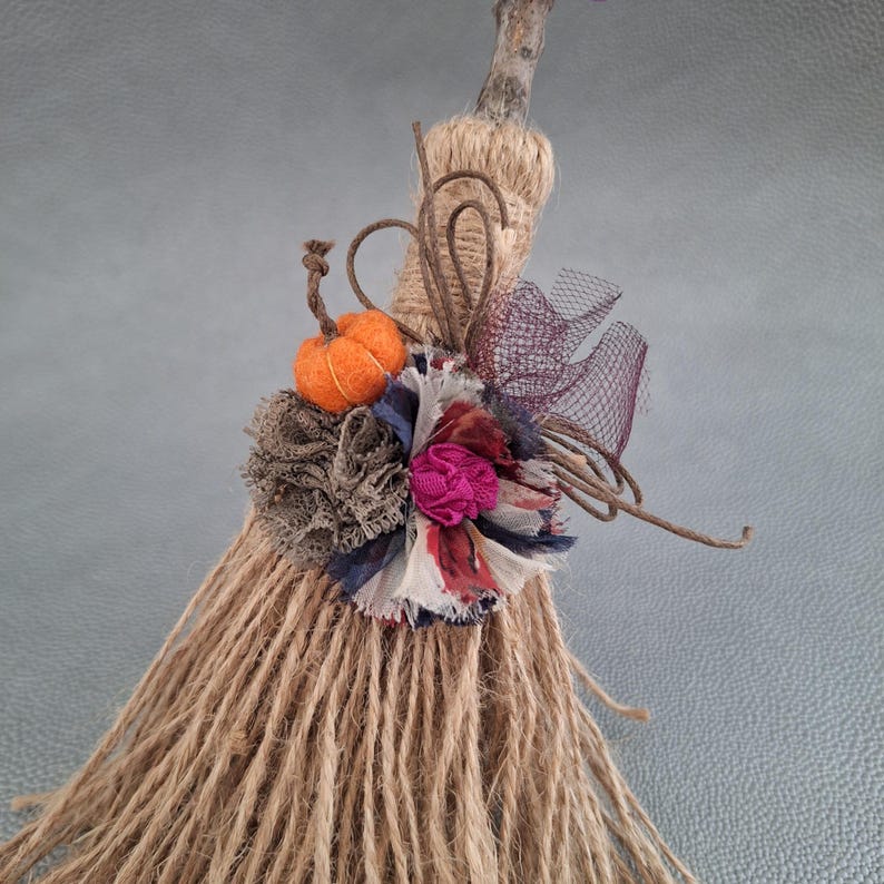 Witch Broom for Halloween Decoration Handmade of Jute 12'' - Etsy