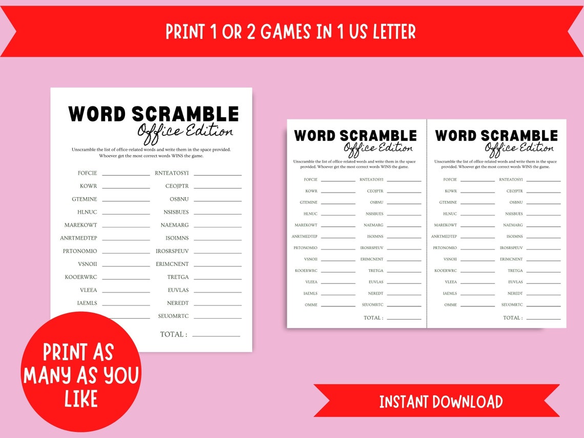Word Scramble Game Office Edition | Printable Game | Team Building ...