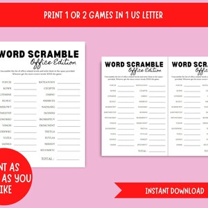 Word Scramble Game Office Edition | Printable Game | Team Building ...