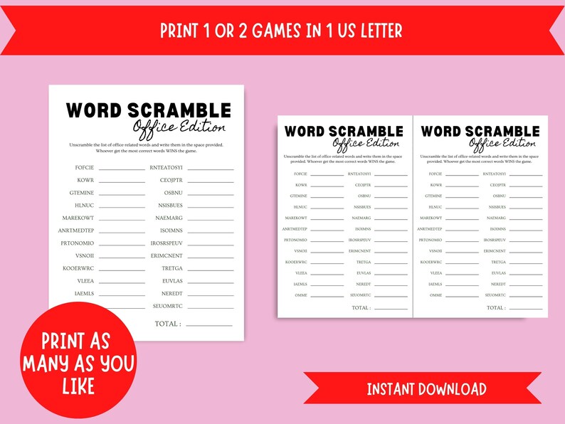 Word Scramble Game Office Edition | Printable Game | Team Building ...