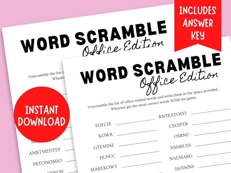 Word Scramble Game Office Edition | Printable Game | Team Building ...