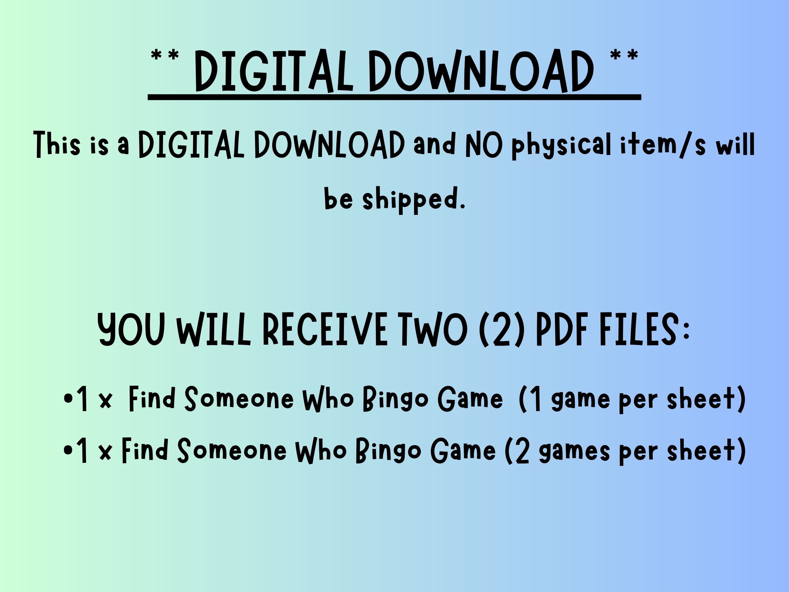 Mothers Day Find Someone Who Bingo Game Printable Mothers Day Party ...