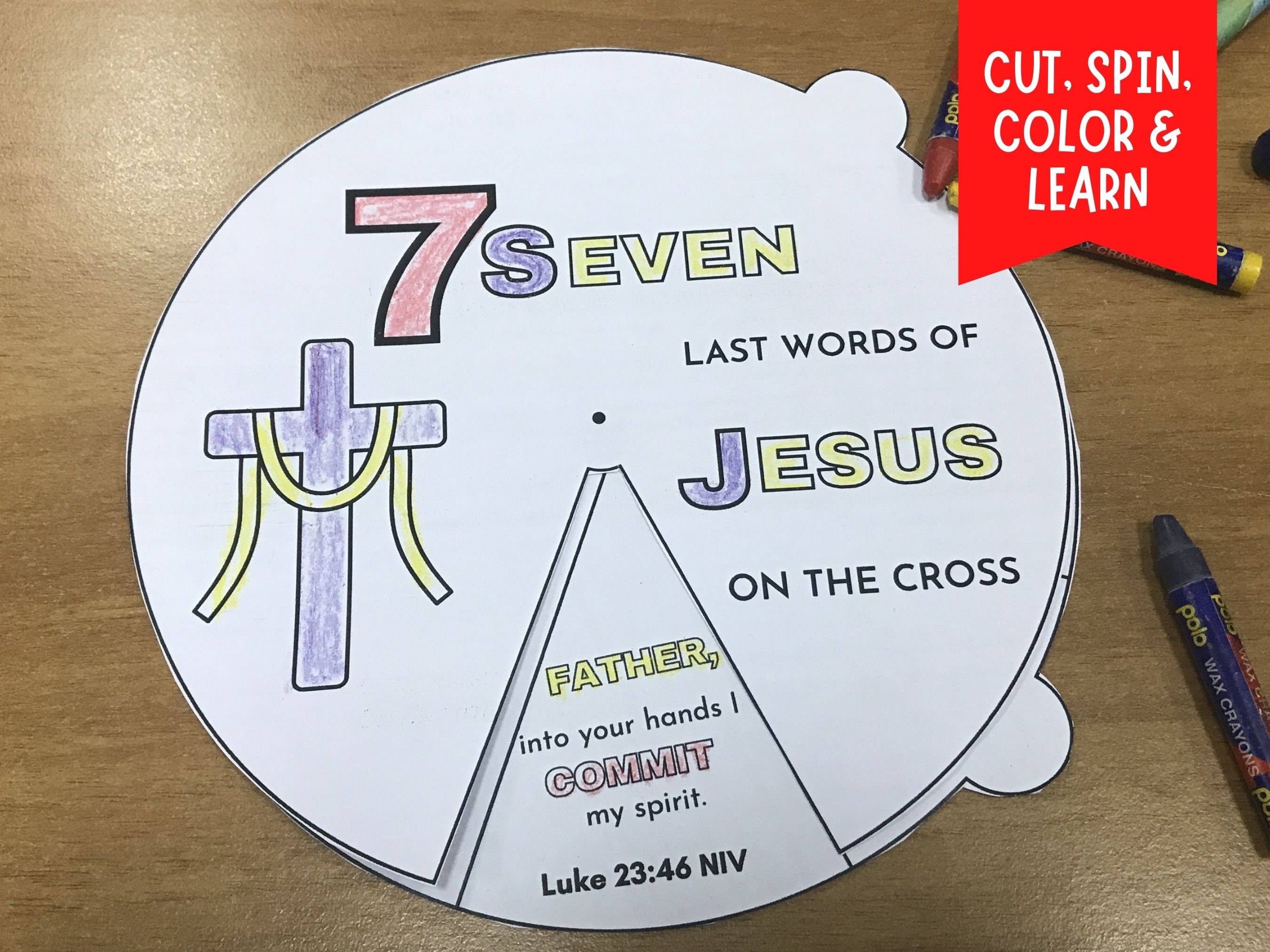 Seven Last Words of Jesus on the Cross Coloring Wheel | Easter Bible ...