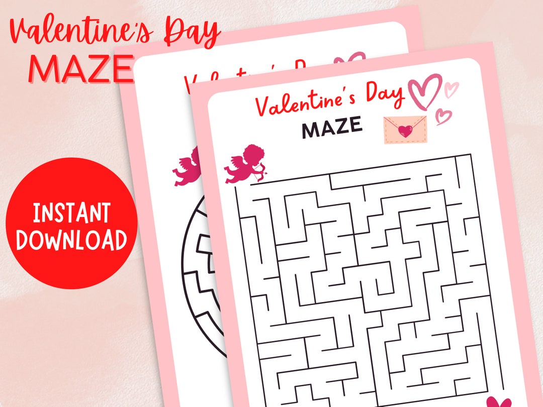 Printable Valentines Maze Valentines Activity Valentine Party Game ...