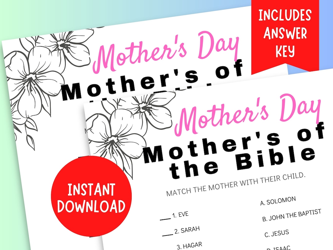 Mothers of the Bible Matching Game | Mothers Day Bible Match Game ...