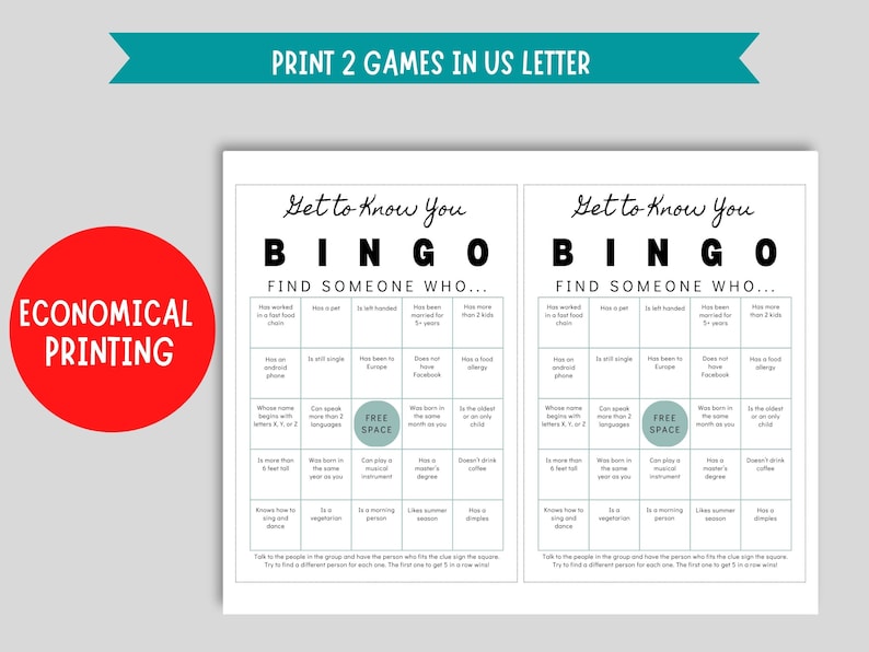 Get to Know You Bingo Find the Guest Human Bingo Printable Games Fun ...