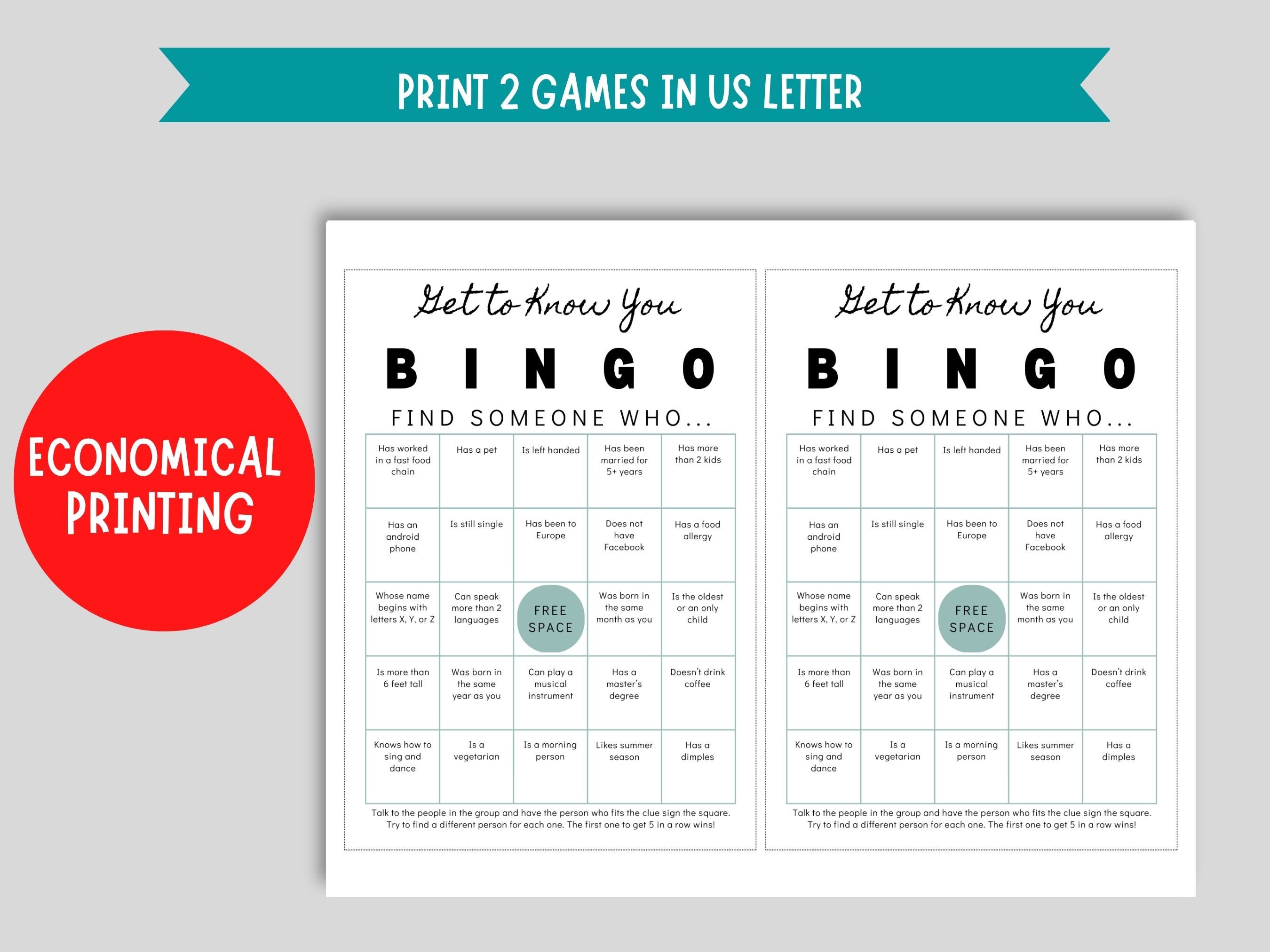 Get to Know You Bingo Find the Guest Human Bingo Printable Games Fun ...