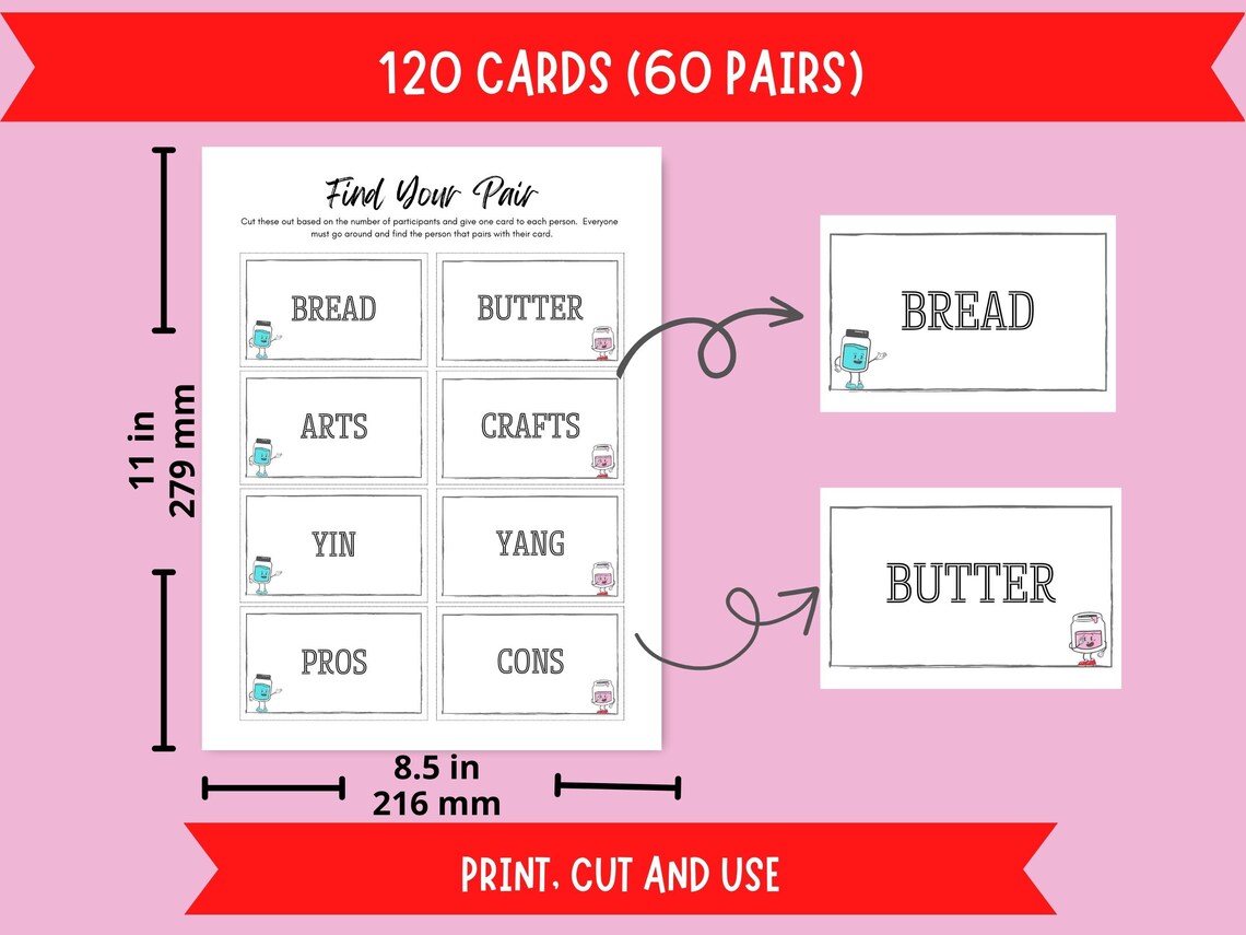 Find Your Pair Game | Printable Office Ice Breaker Game | Work Games ...