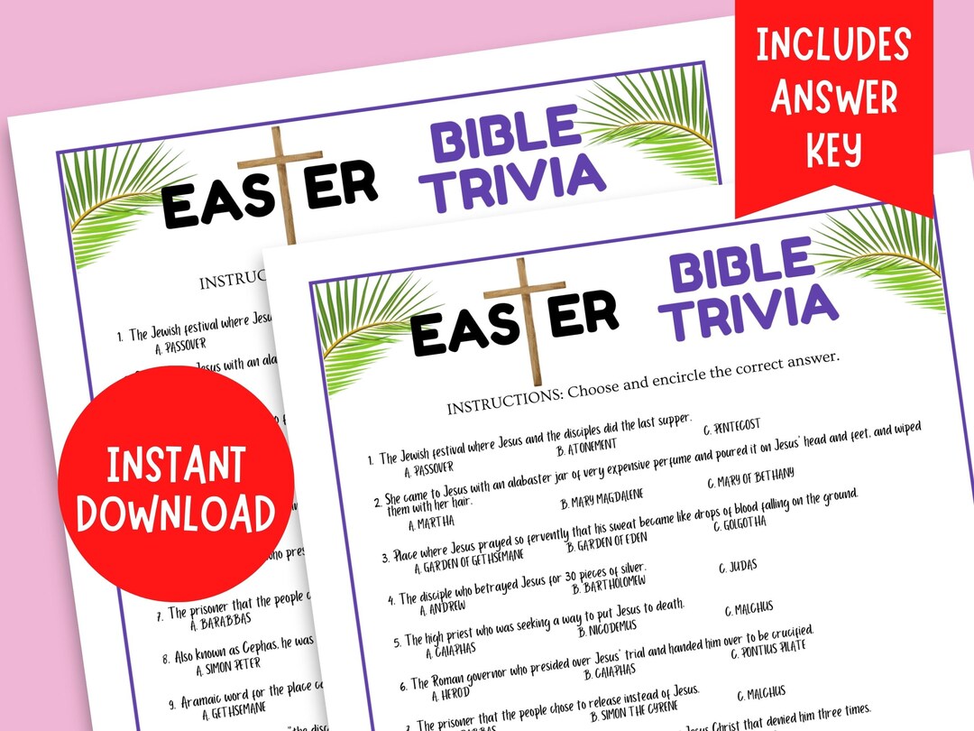 Easter Religious Game | Printable Easter Bible Trivia Game | Printable ...
