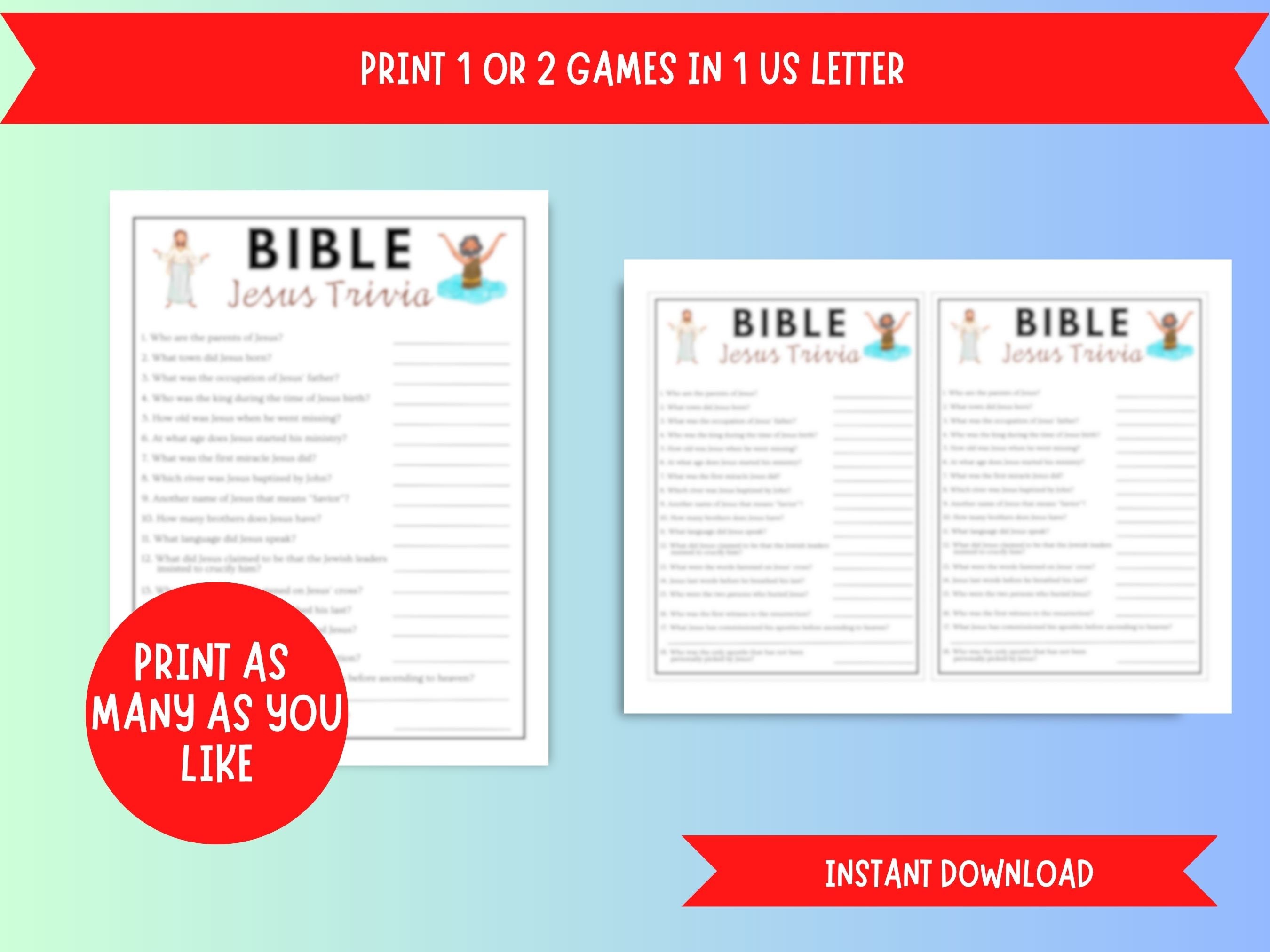 Jesus Trivia Bible Game | Bible Study Group Party Game | Bible Games ...