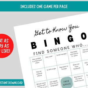 Get to Know You Bingo | Find the Guest Human Bingo | Printable Games ...