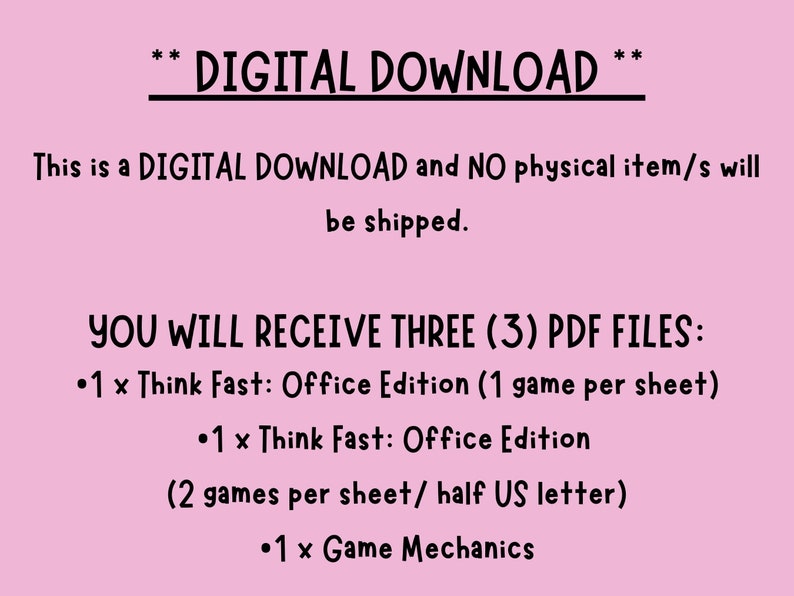 Think Fast Game: Office Edition Printable | Work Game | Office Party ...