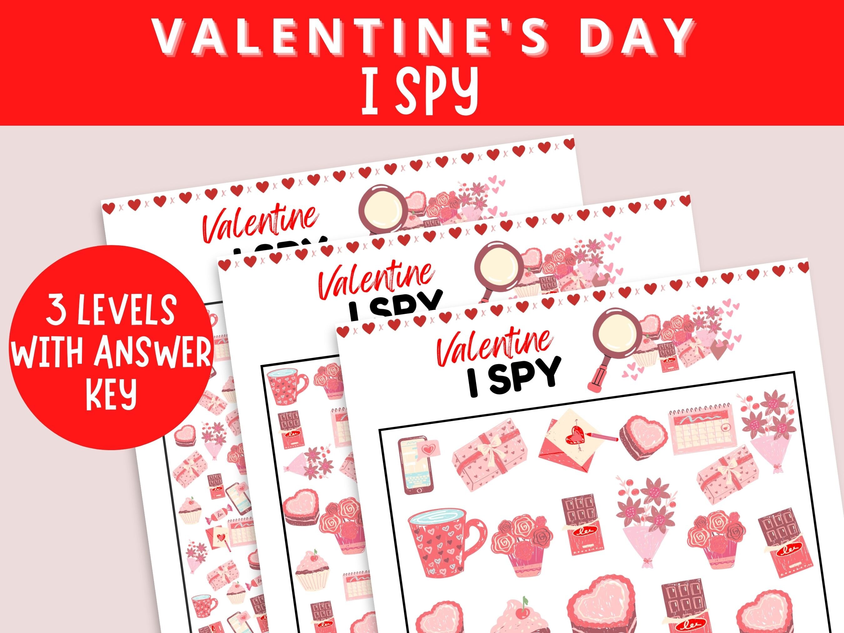 Valentines Day I Spy Game Printable Kids Valentines Activity Valentine ...