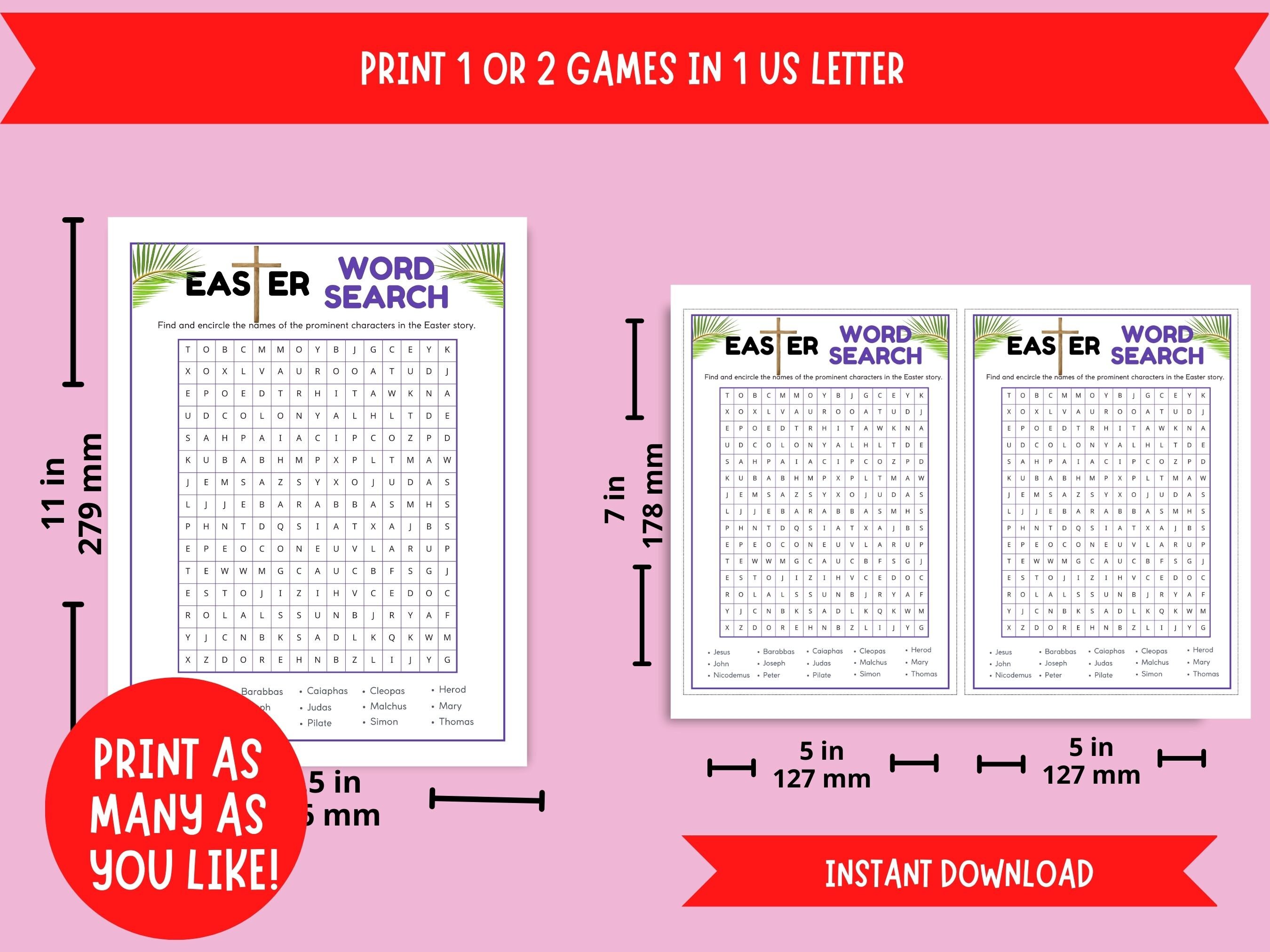 Easter Religious Word Search Game | Printable Easter Game | Printable ...