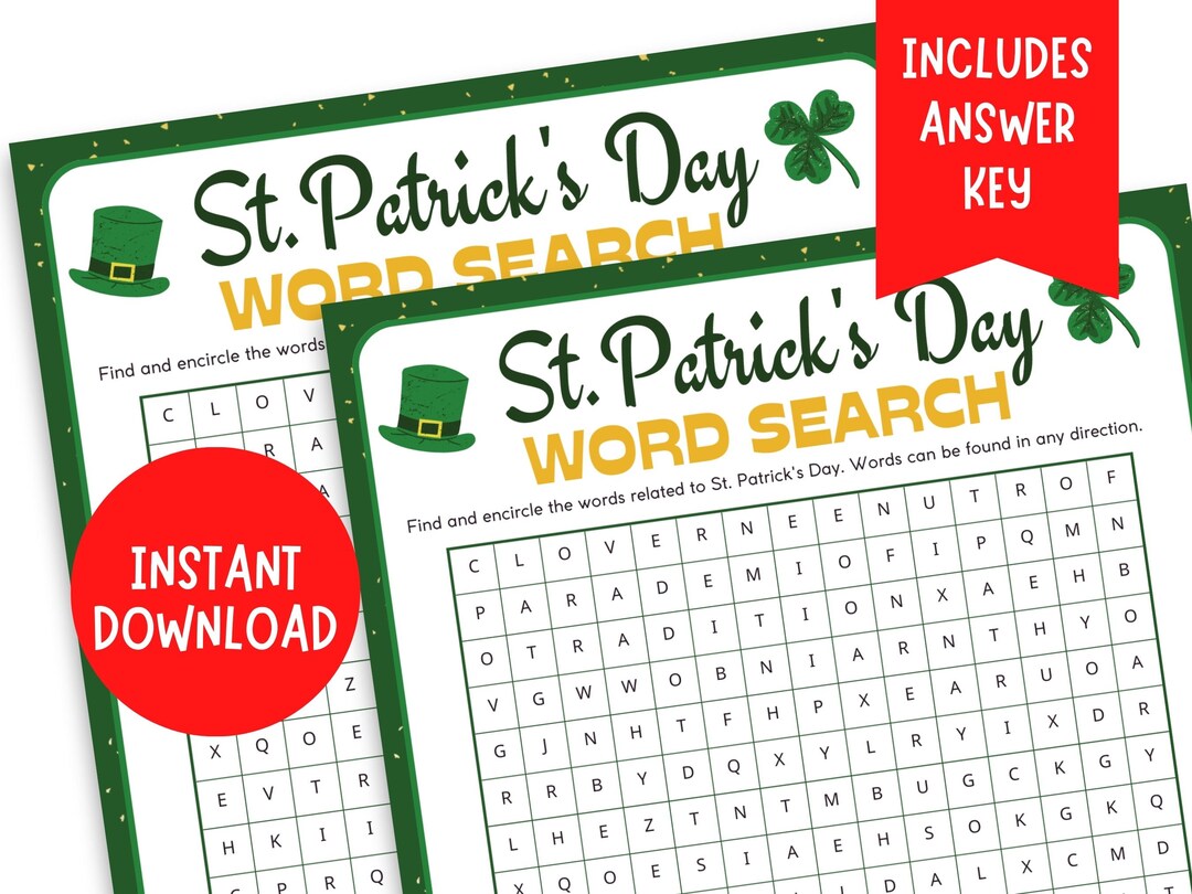 St. Patrick's Day Word Search Puzzle | Printable Saint Patrick's Day ...