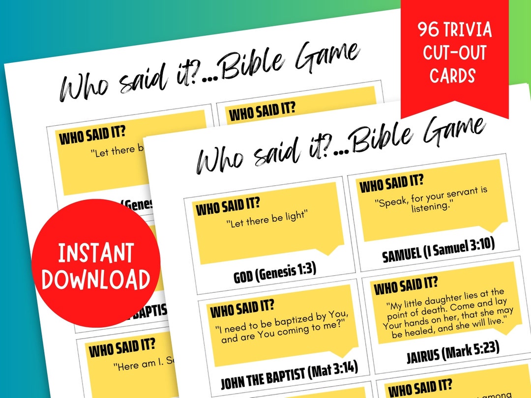 Who Said It Bible Game | Bible Character Trivia Game | Printable Bible ...