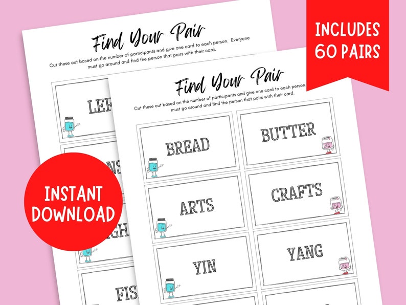 Find Your Pair Game | Printable Office Ice Breaker Game | Work Games ...