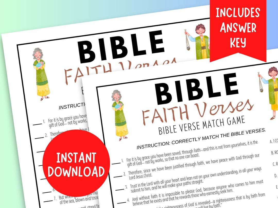 Faith Bible Verses Match Game | Bible Verses Quiz | Bible Verses About ...