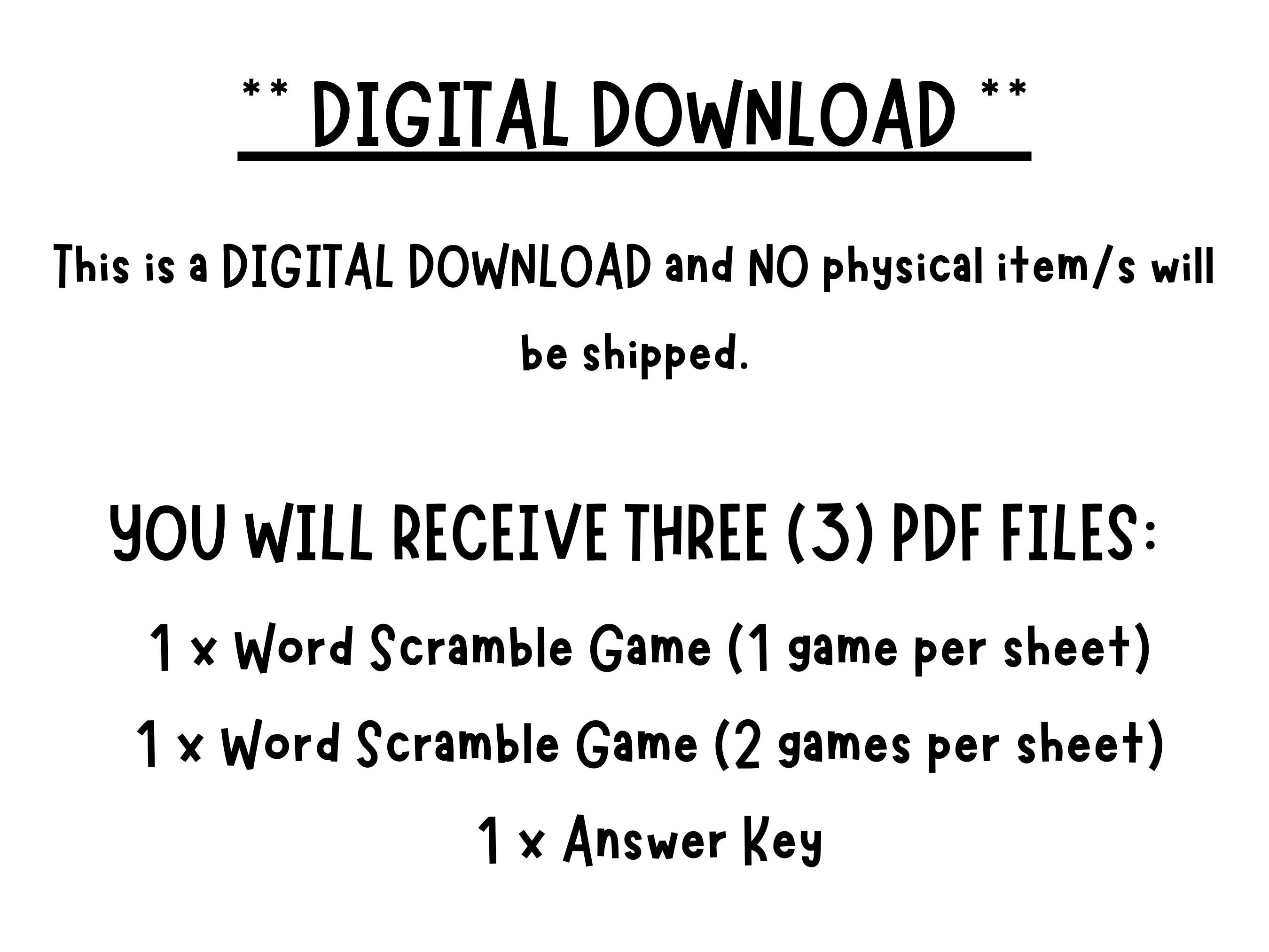 Word Scramble Gender Reveal Printable Game Gender Reveal Party Game ...