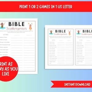 Printable Bible Scattergories Game | Bible Study Group Party Game ...