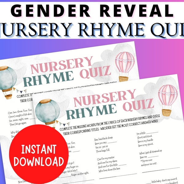 Nursery Rhyme Fill in the Blank Game - Etsy