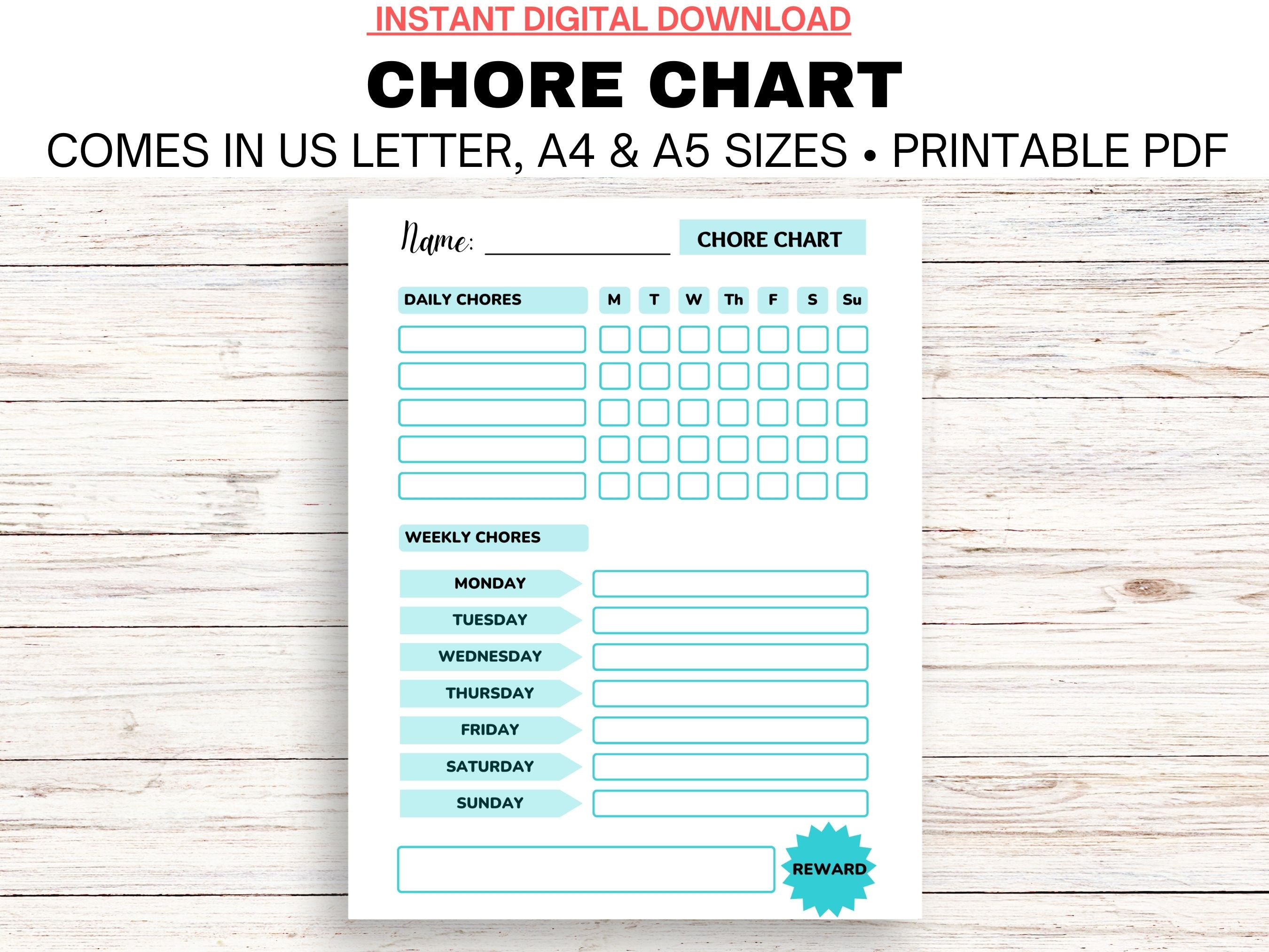 Daily and Weekly Chore Chart Printable Chores Chart Printables House ...