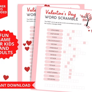 Printable Valentine’s Day Word Scramble Game | Valentine Party Game ...