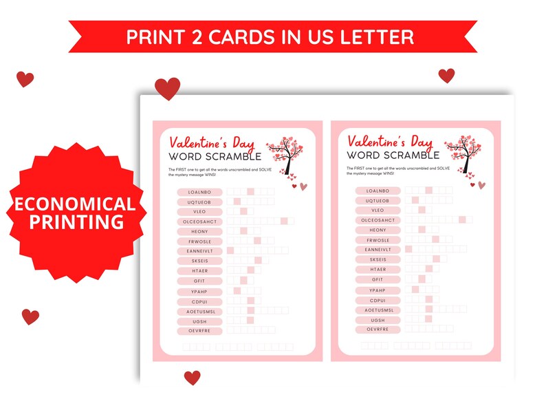 Printable Valentine’s Day Word Scramble Game | Valentine Party Game ...