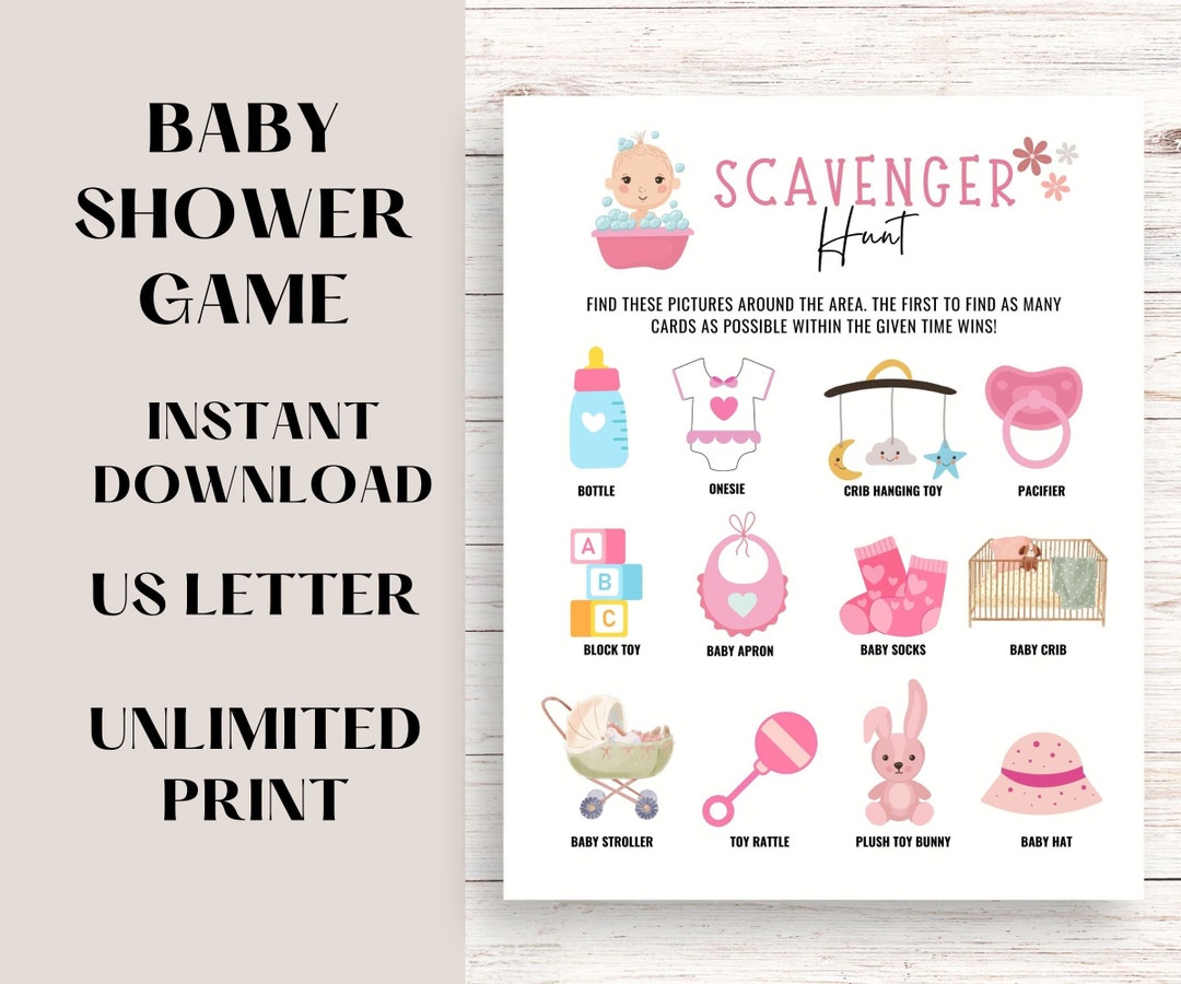 Baby Shower Indoor Scavenger Hunt | Baby Shower Games | Shower Treasure ...