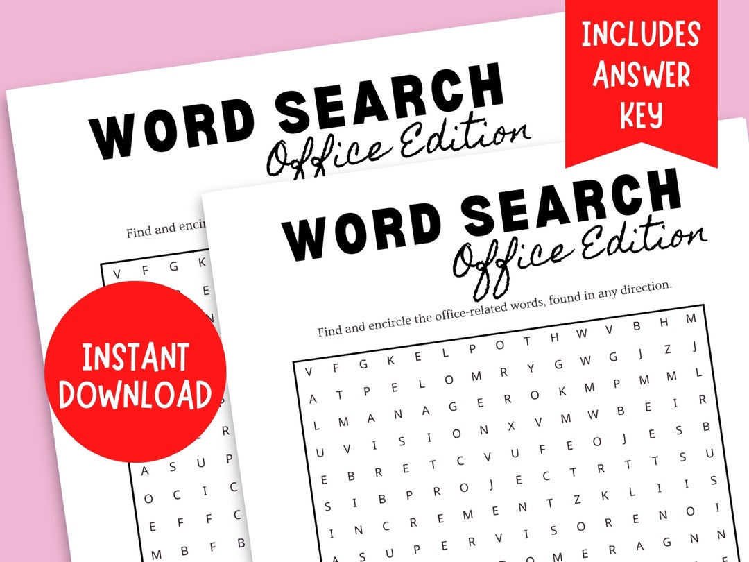 Word Search: Office Edition Printable Work Game Team Building Activity ...