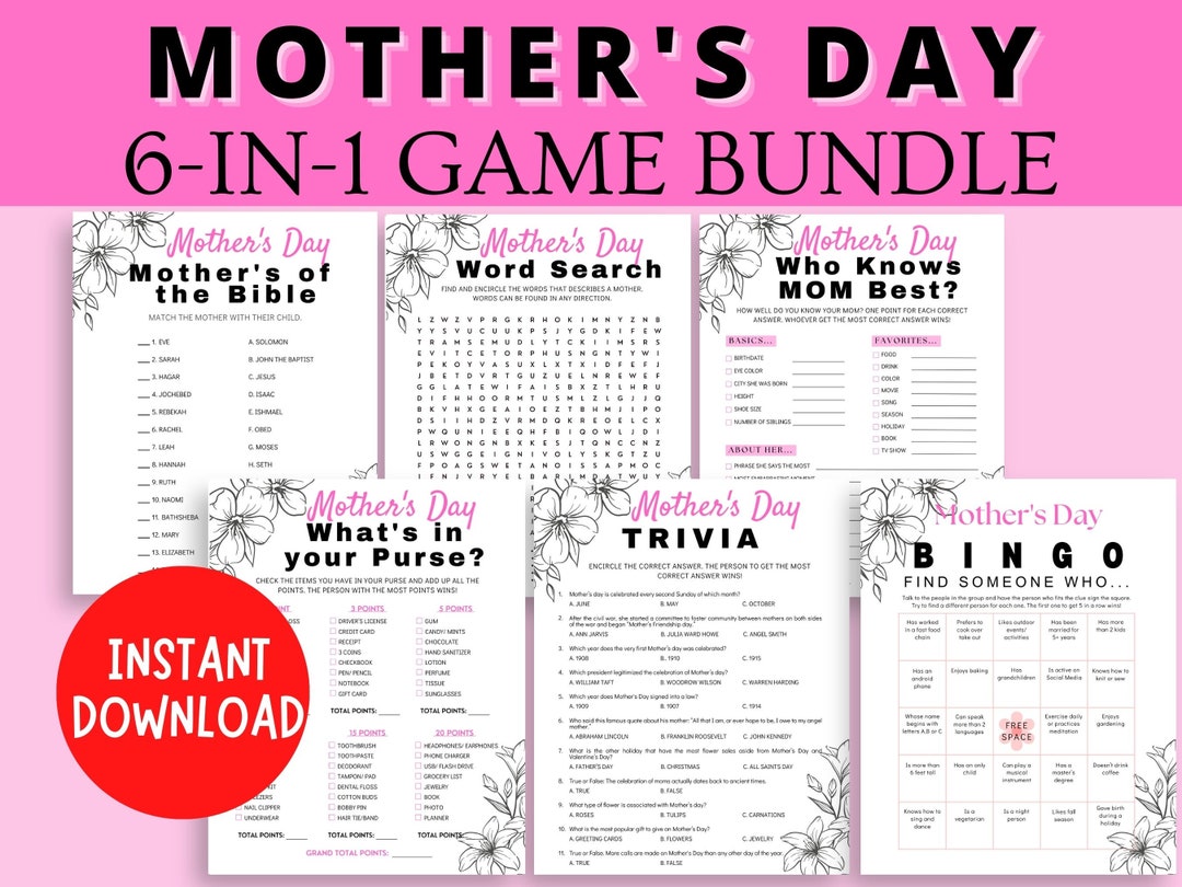 Mothers Day Game Bundle | Mothers Day Games | Mothers Day Party Games ...
