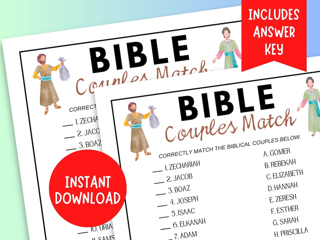 Bible Couples Match Game | Valentine Bible Match Party Game | Bible ...
