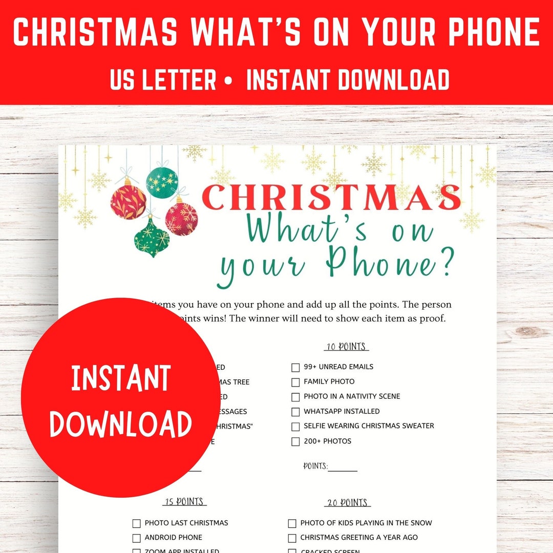 Printable Christmas What's on Your Phone Game Christmas Party Cell ...