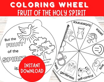 Fruit of the Spirit Spinner Craft Coloring Wheel, Printable Bible ...