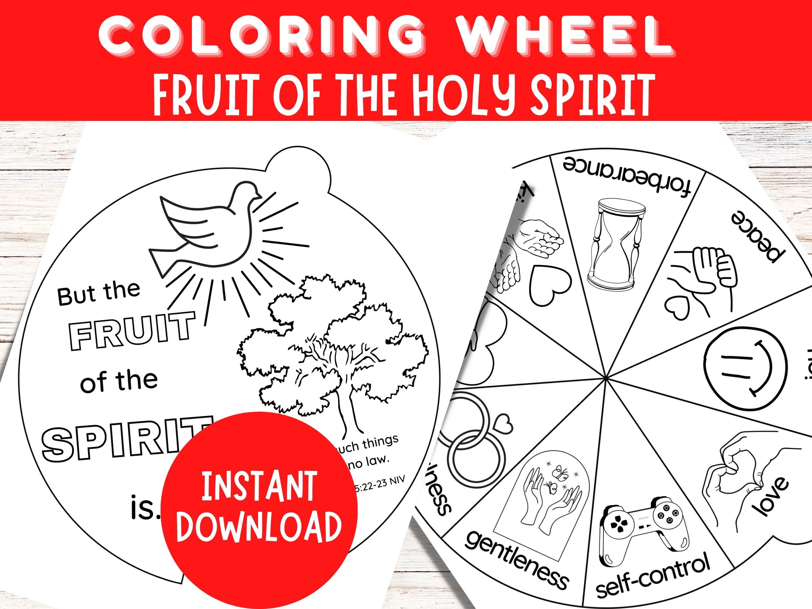 Fruit of the Spirit Coloring Wheel Galatians 5:22-23 NIV Printable ...