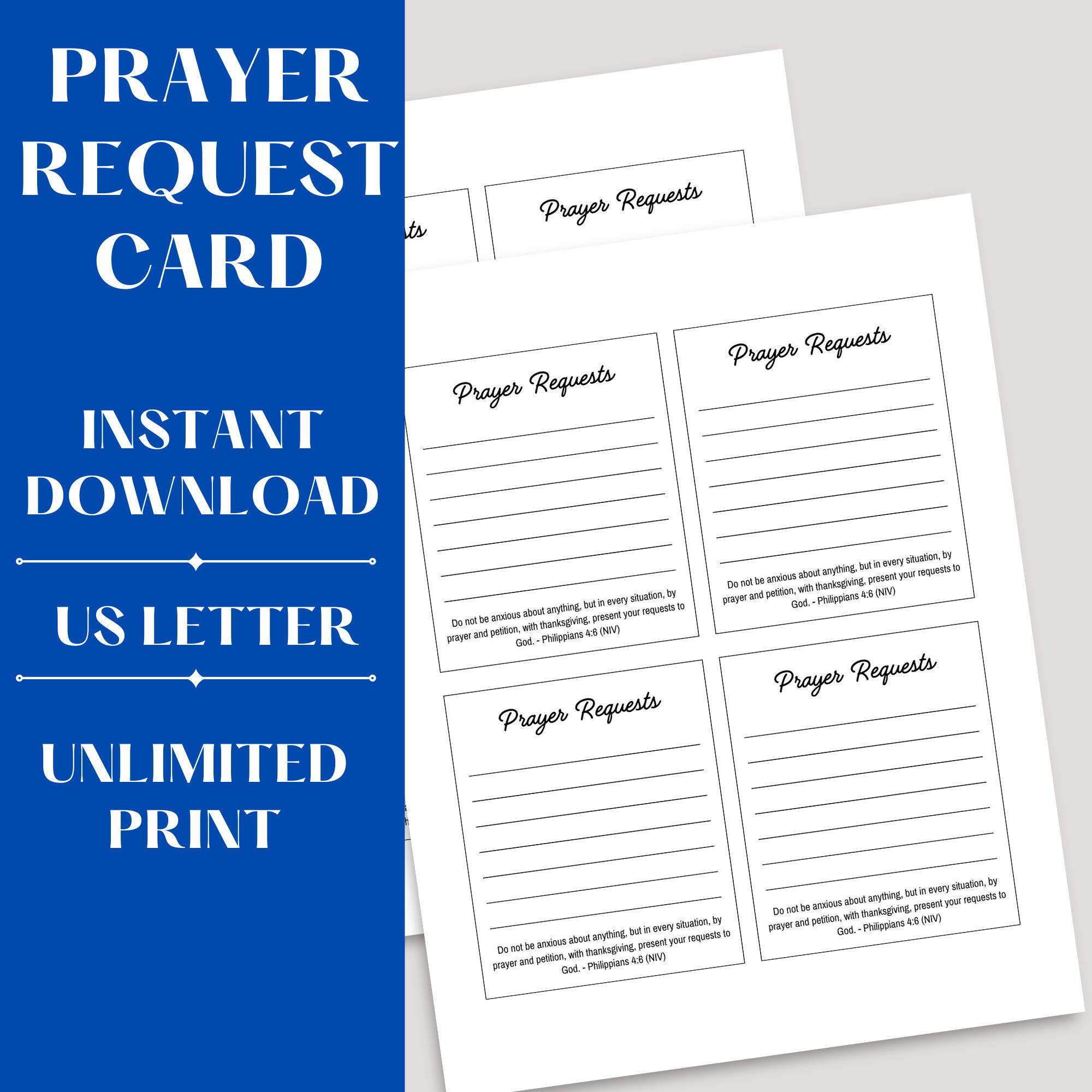 Prayer Request Card Printable | Prayer Card Template | Church Prayer ...