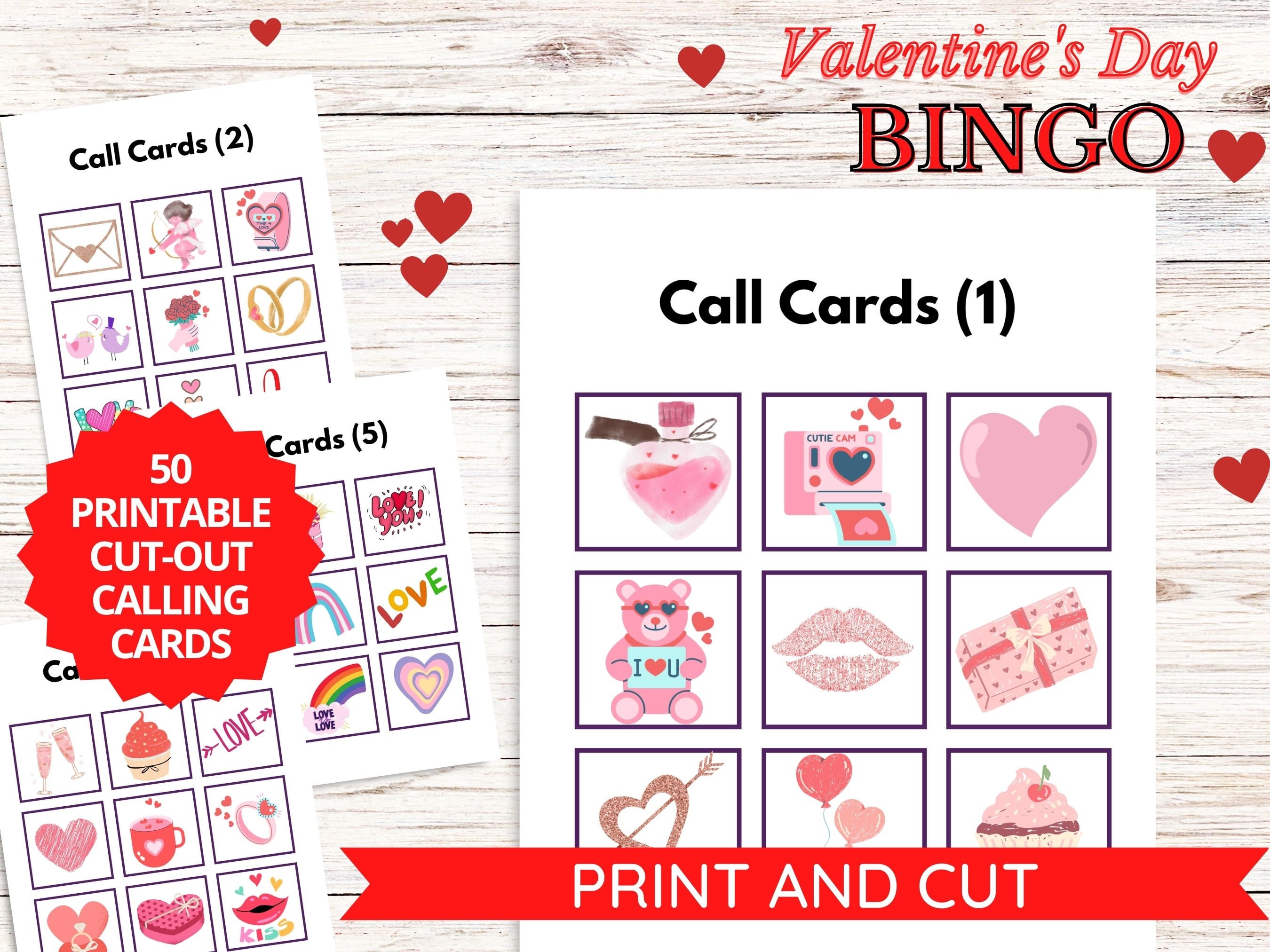 Printable Valentine's Day Bingo Cards 30 Unique Valentine Bingo Cards ...