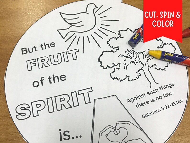 Fruit of the Spirit Coloring Wheel Galatians 5:22-23 NIV Printable ...
