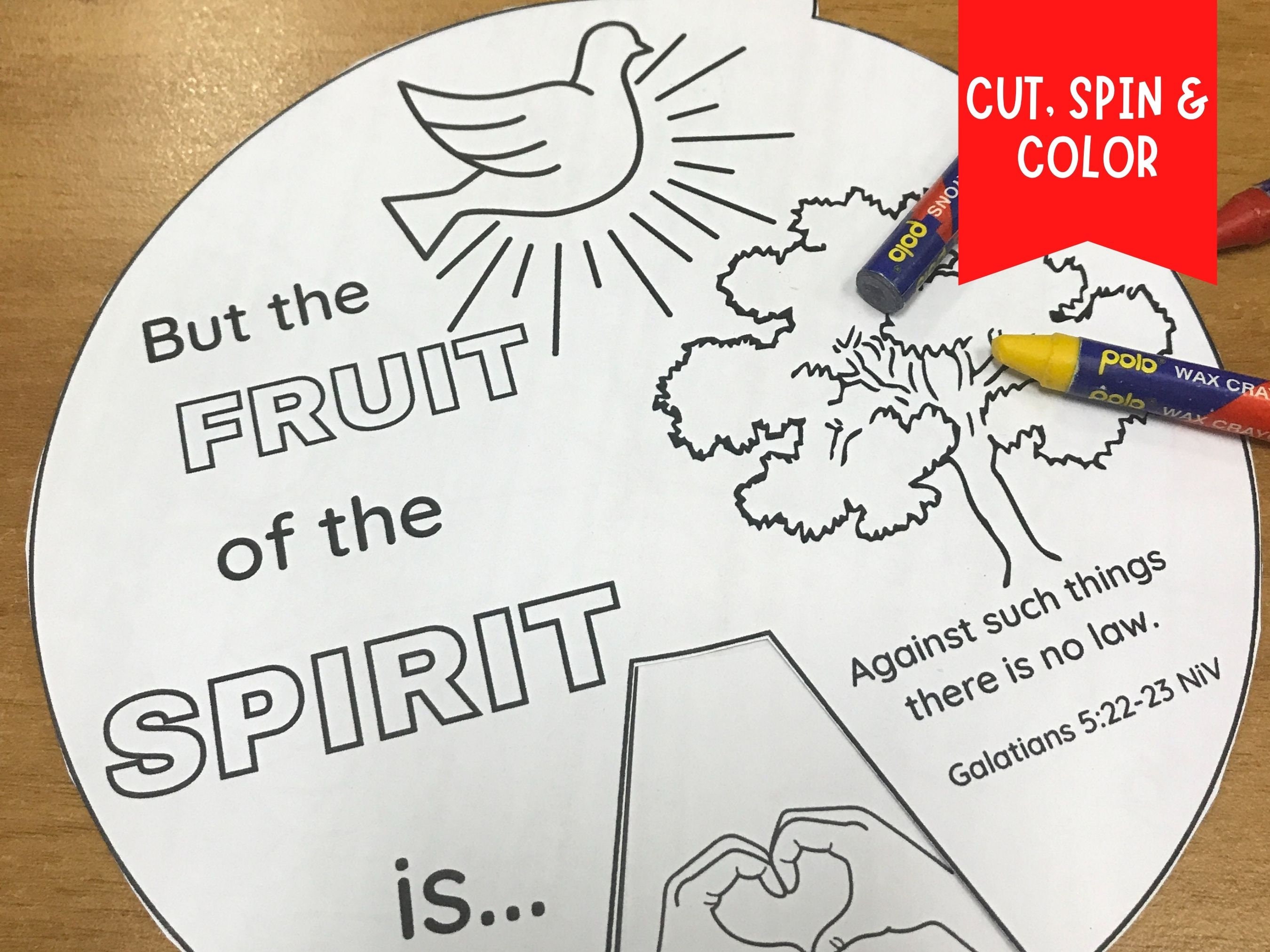 Fruit of the Spirit Coloring Wheel Galatians 5:22-23 NIV Printable ...