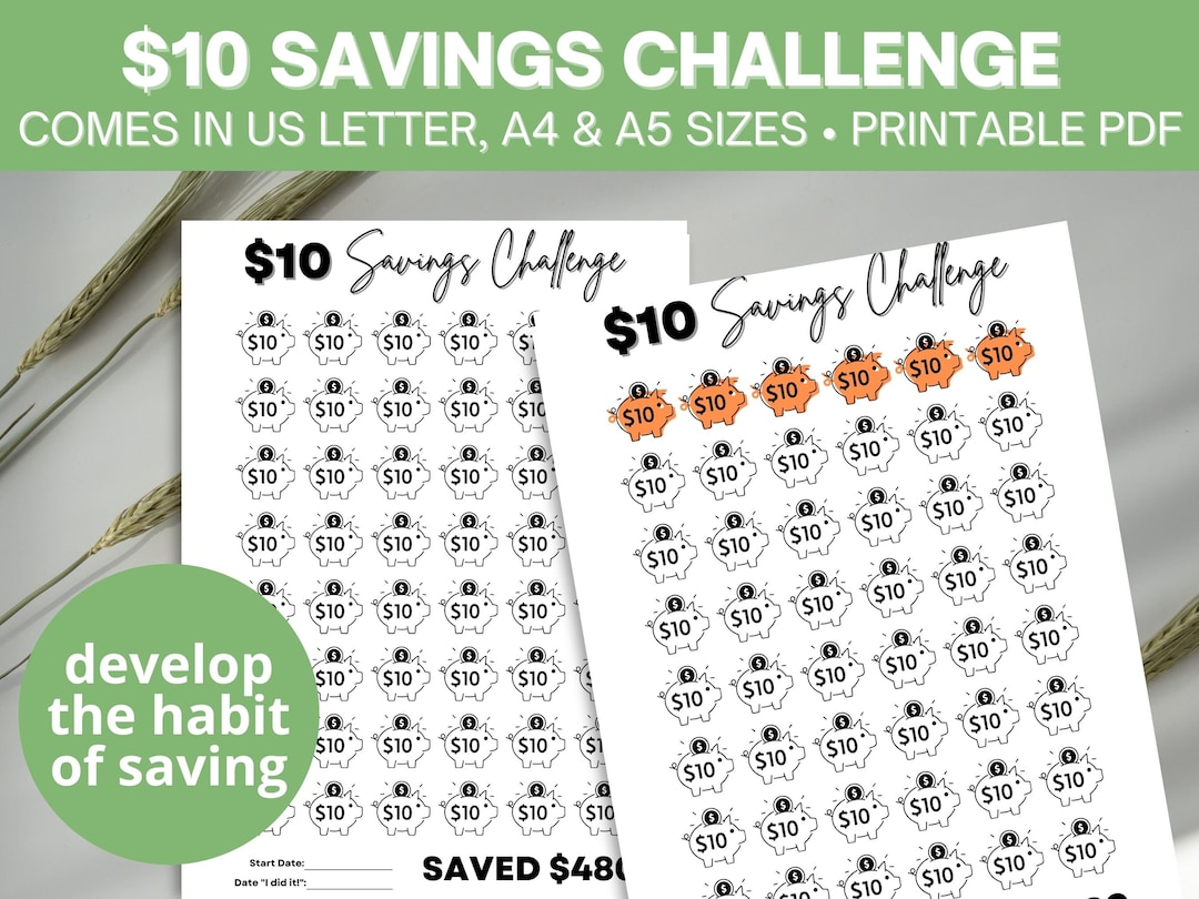 10-dollar Savings Challenge Printable Money Savings Challenge Printable ...