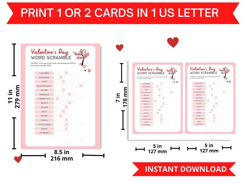 Printable Valentine’s Day Word Scramble Game | Valentine Party Game ...