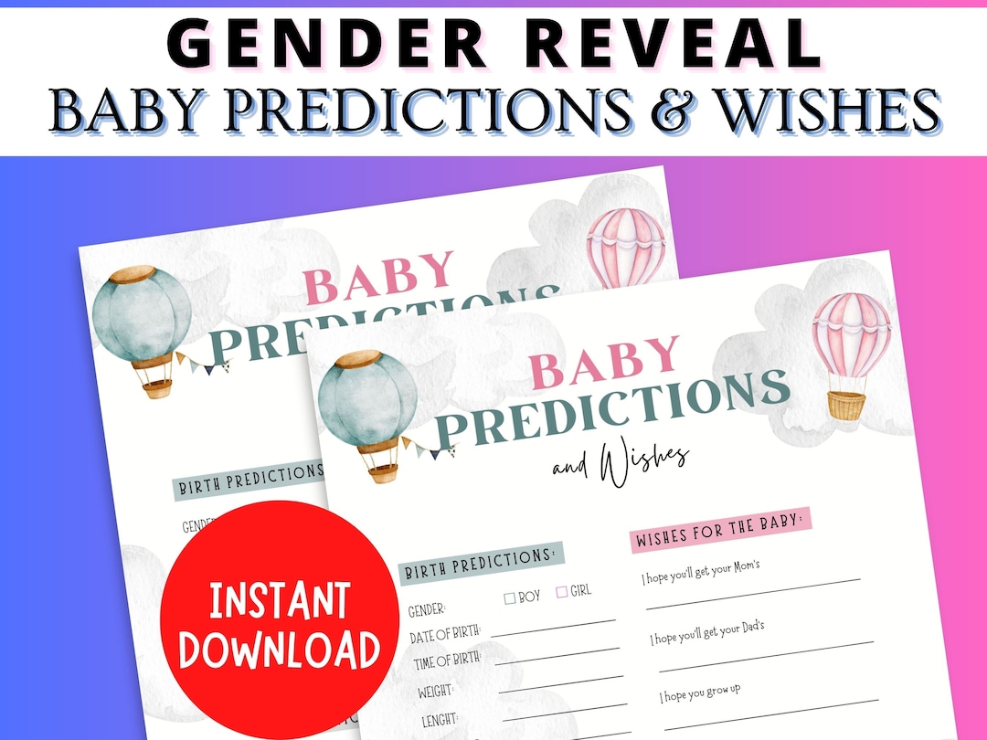 Gender Reveal Baby Predictions and Wishes Gender Reveal Party Game ...