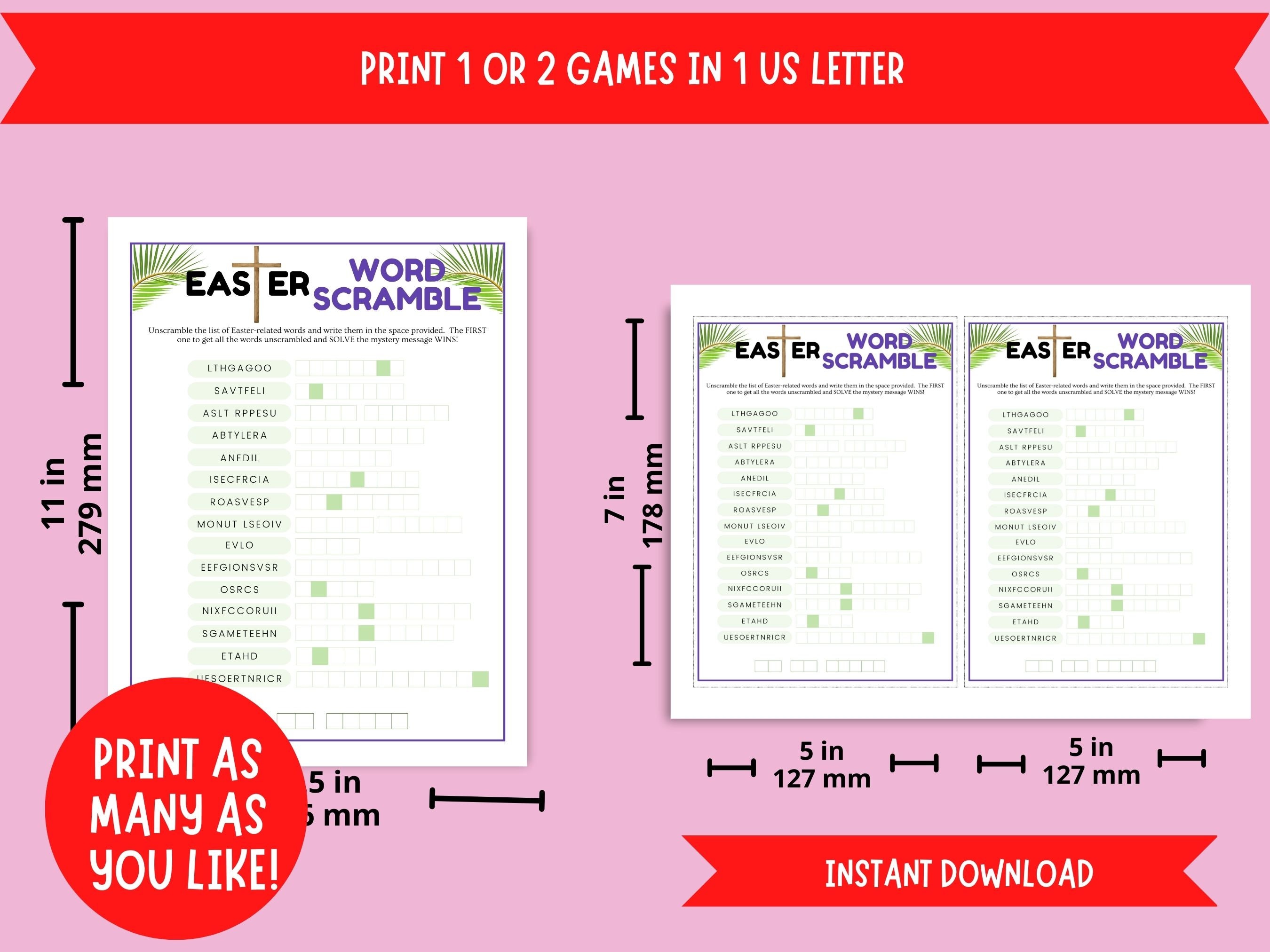 Easter Word Scramble Game Printable Easter Game Printable Easter ...